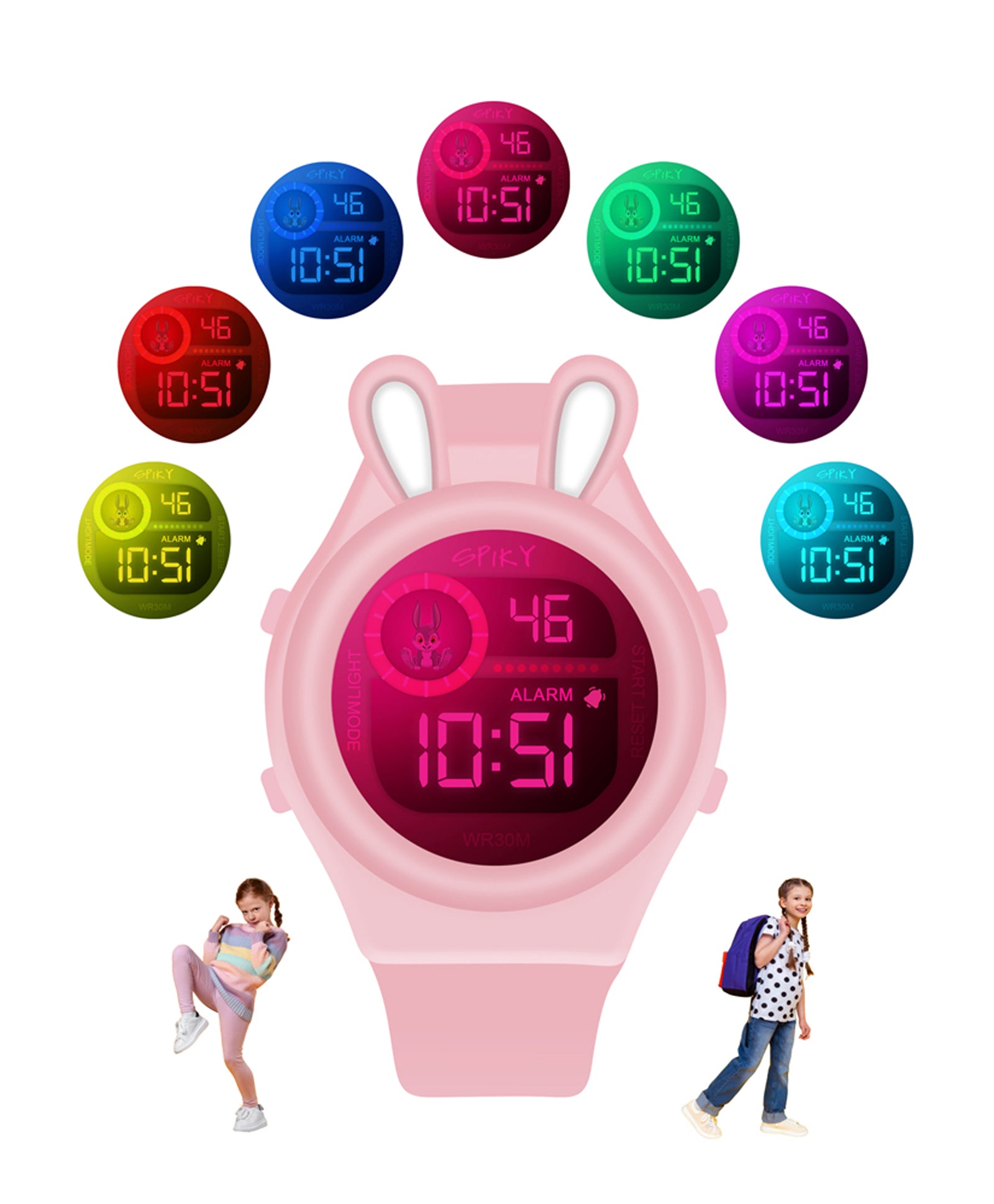 Spiky Fun Digital Watch for Kids with Cute Animal Rabbit - Light Pink ...