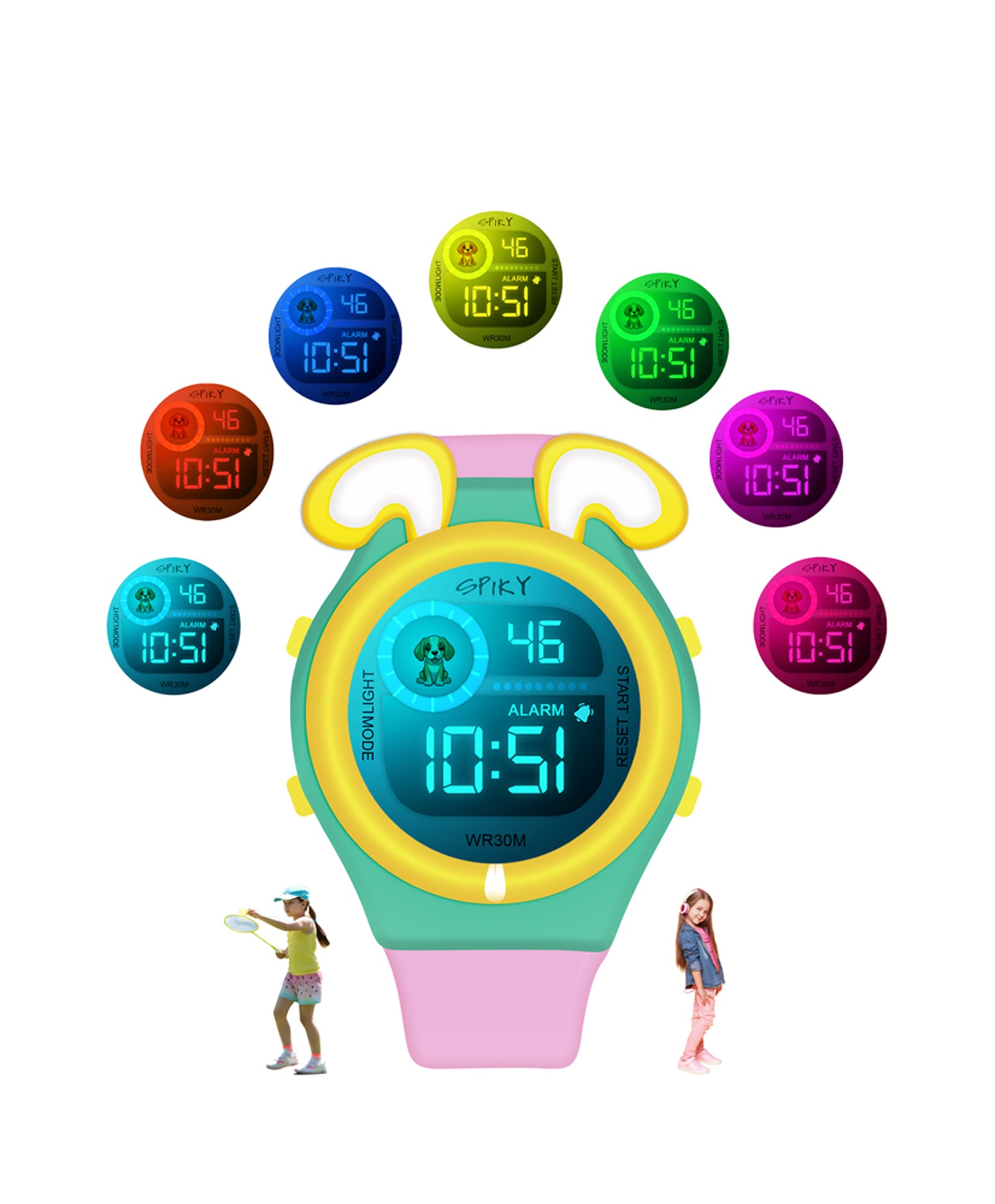 Spiky Fun Digital Watch for Kids with Cute Animal White Dog - Purple ...