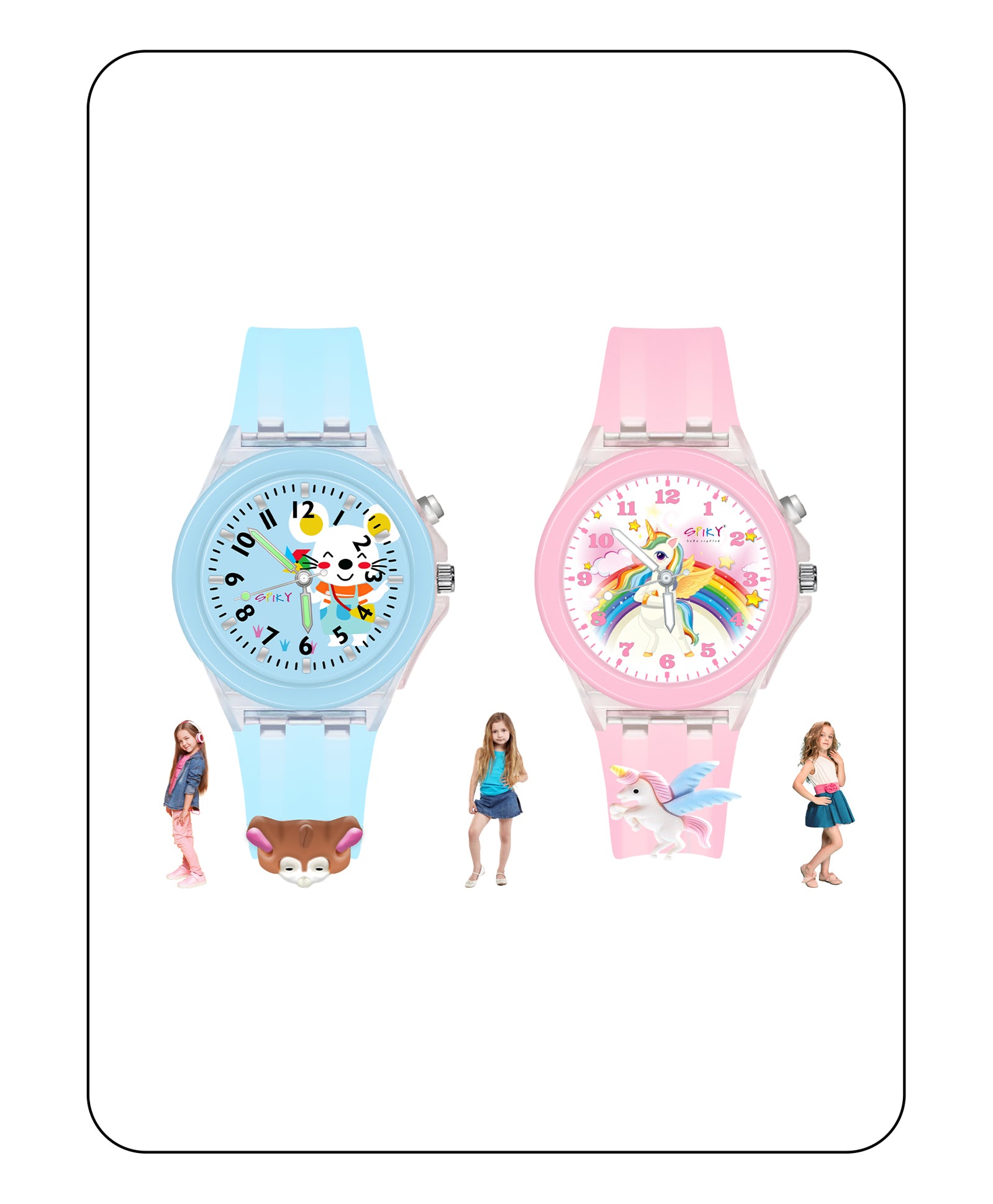 Spiky Combo of Unicorn & Monkey 3D Cartoon Analog Light Watch – Spikyonline