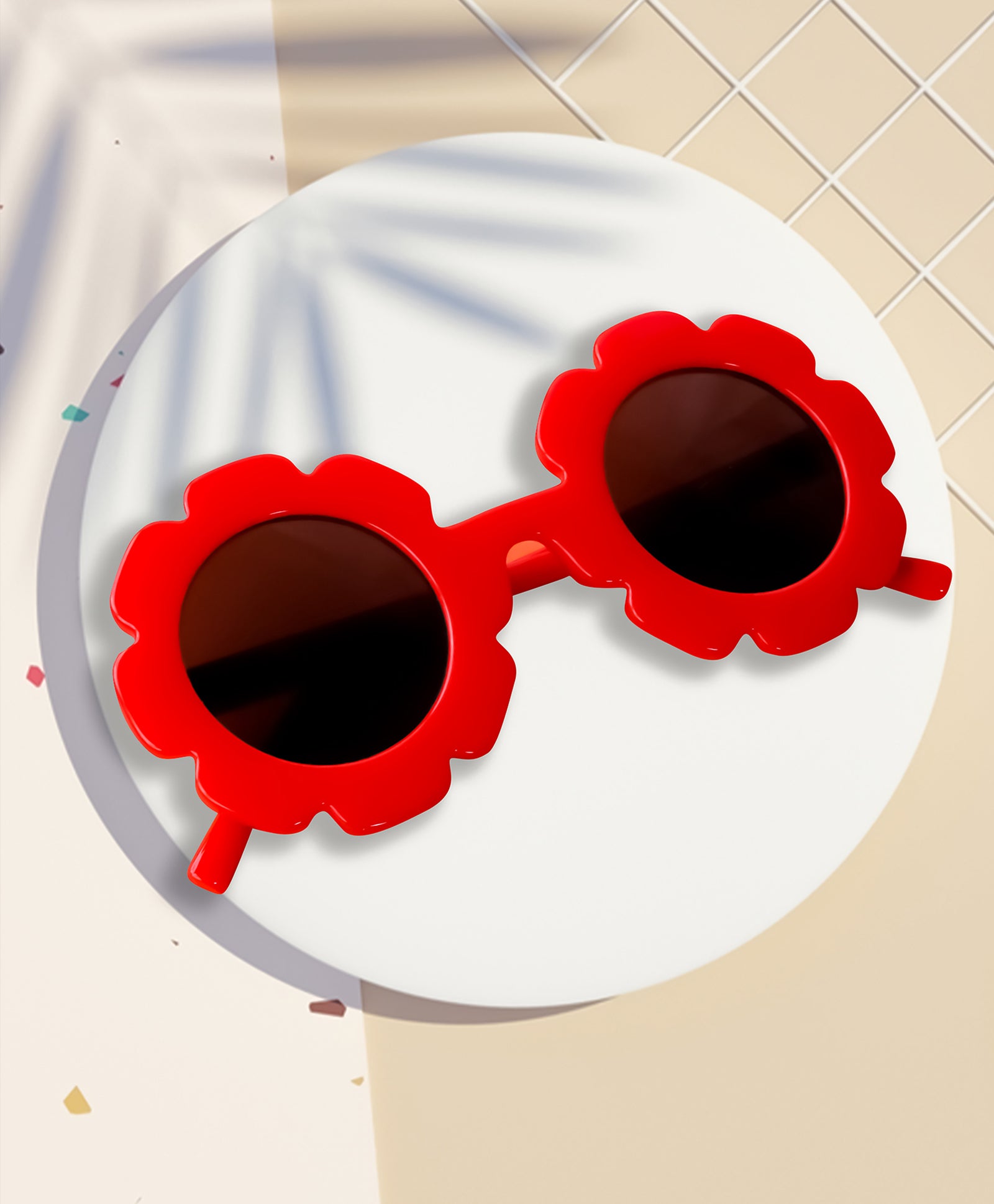 Spiky Round Flower UV Protected Sunglass - Red – Spikyonline