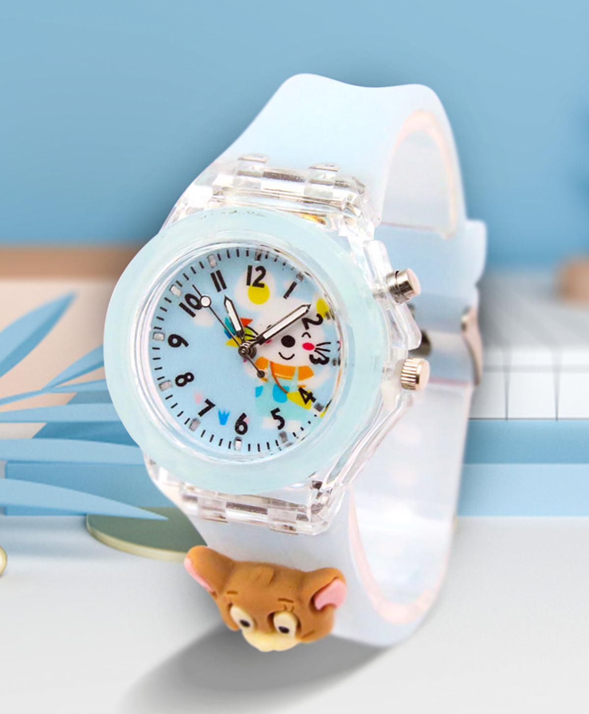 Spiky 3D Cartoon Monkey Analog Light Watch for Kids Boys & Girls - Blu ...